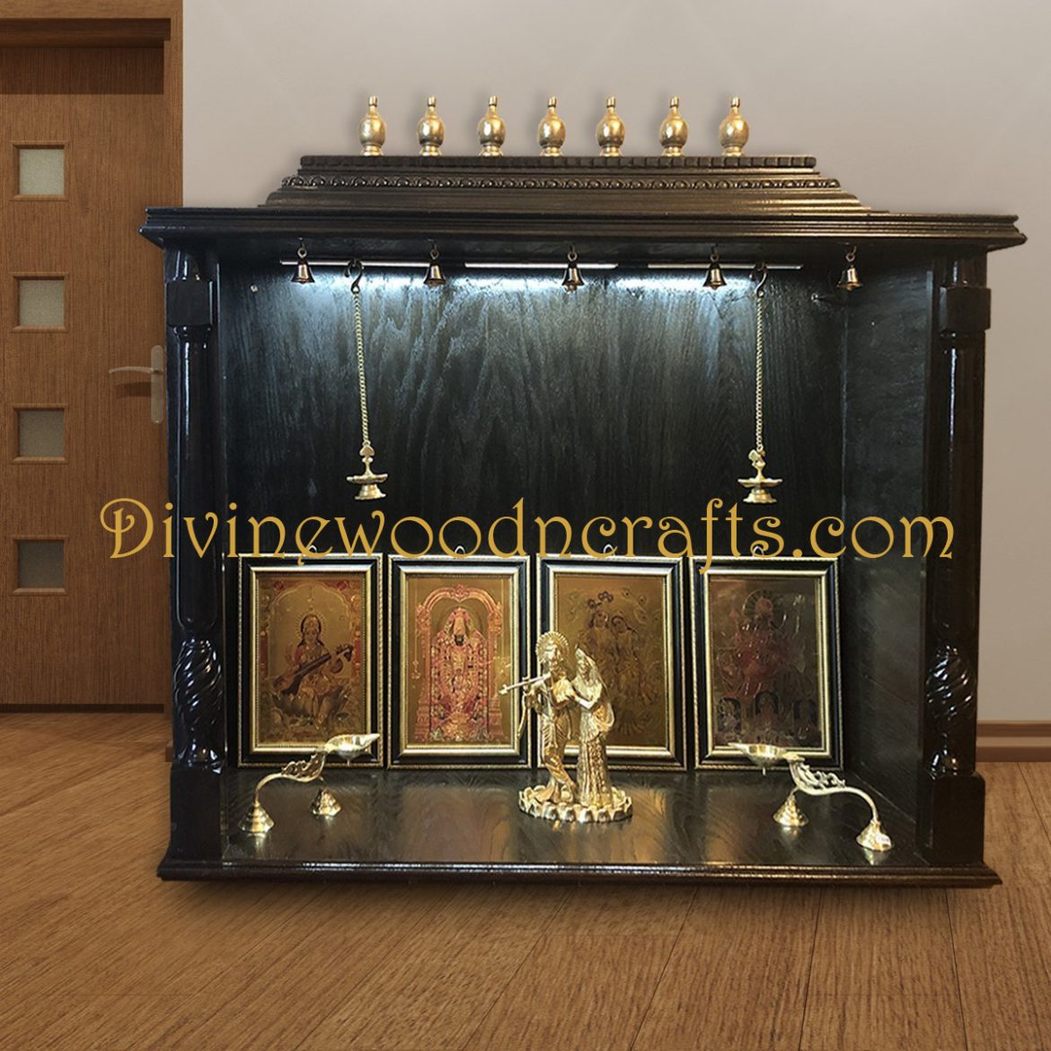 Custom 72" Pooja Mandir Without Storage - Divine Wood N Crafts