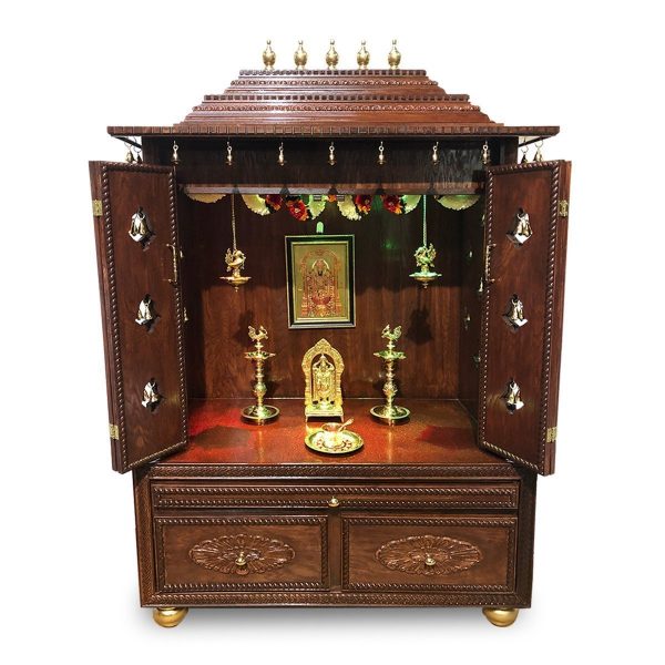 9 Foot Custom Walk-In Pooja Unit - Divine Wood N Crafts