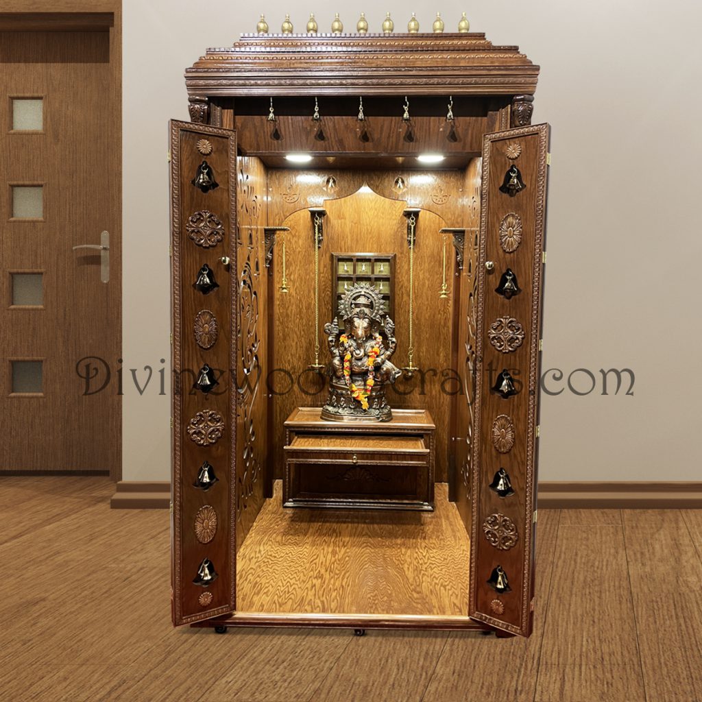 Shop 9 foot Custom Walk-In Pooja Unit | Divine Wood N Crafts
