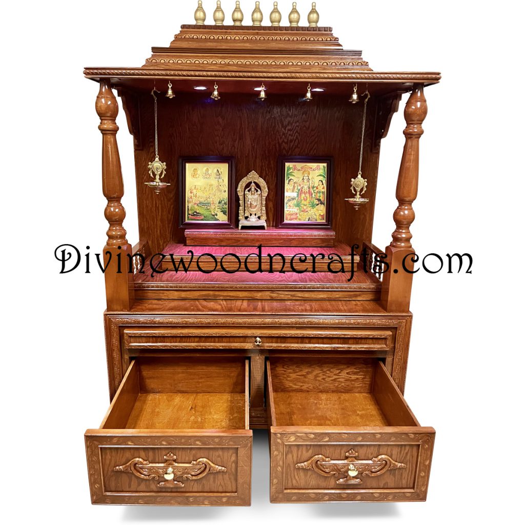 Divine Wood N Crafts: 48" Custom Pooja Mandir Open Design M1 - Order Now!
