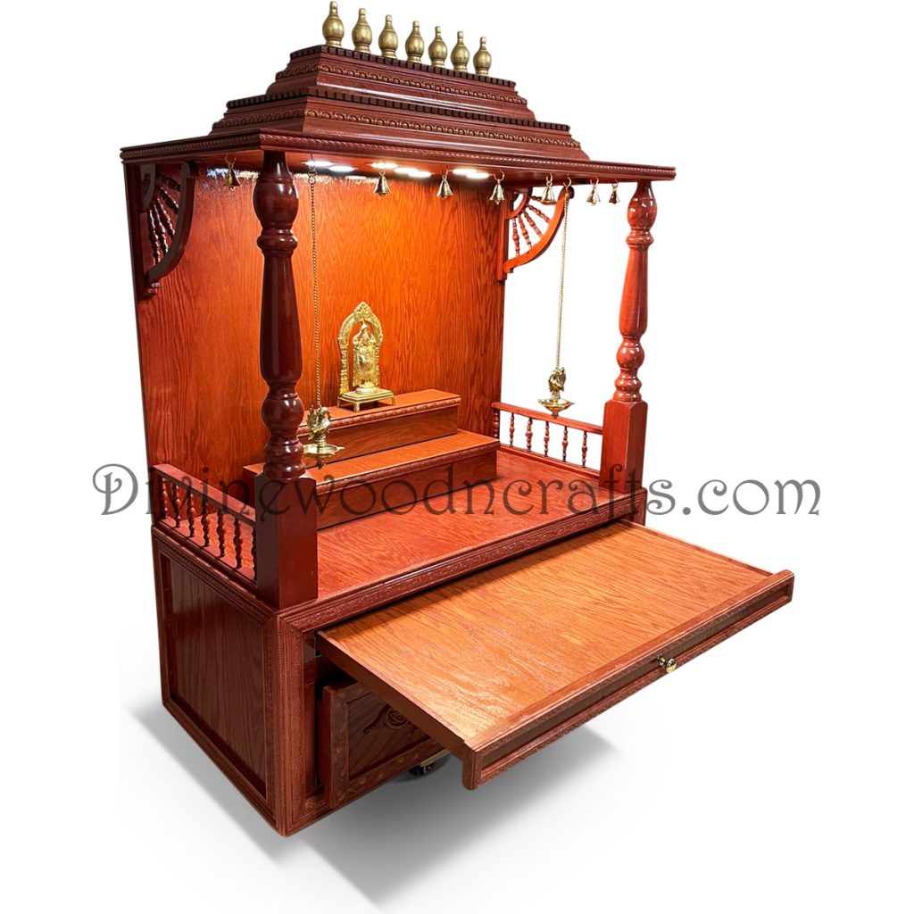 Divine Wood N Crafts: 48" Custom Pooja Mandir Open Design M1 - Order Now!