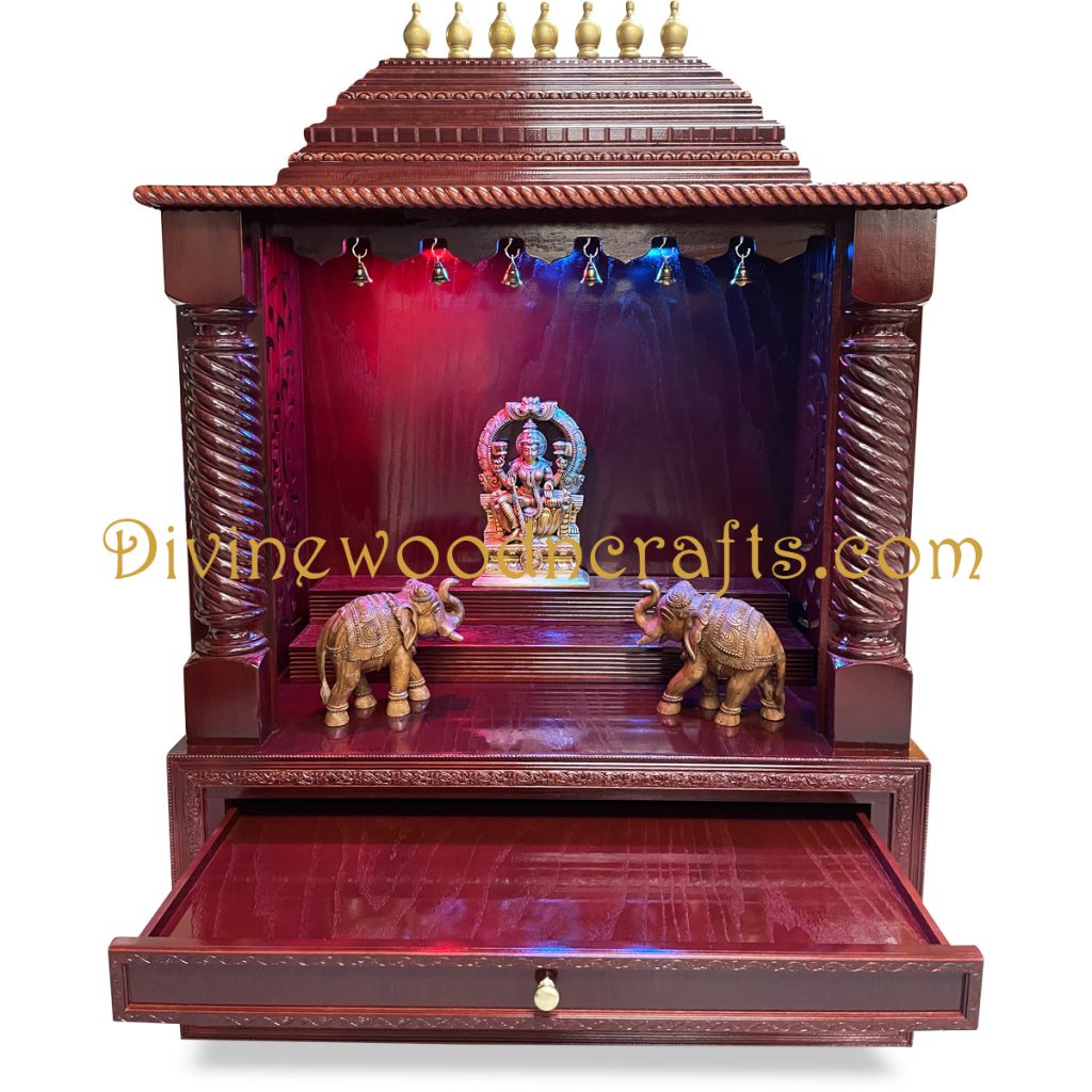 Buy 48" Semi Closed Custom Pooja Mandir M3 Online | Divine Wood N Crafts
